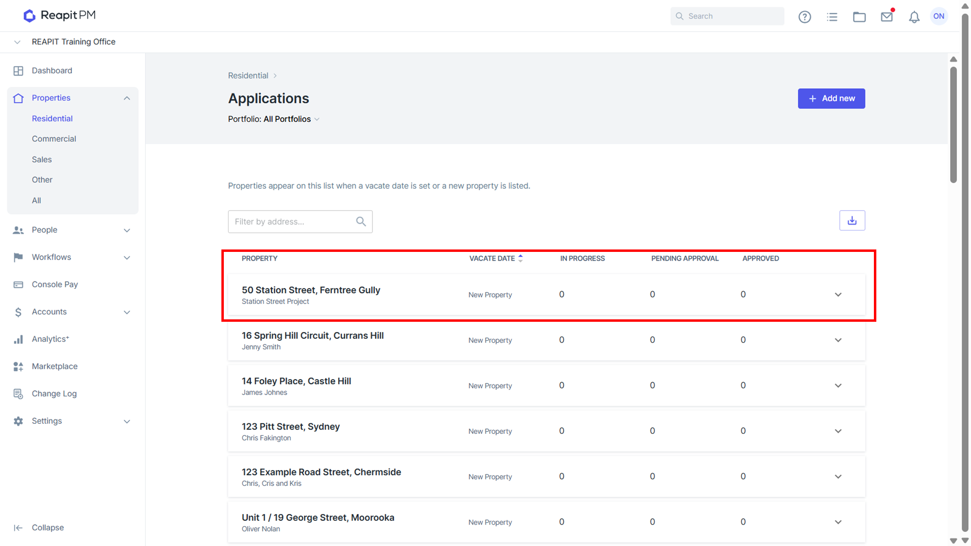 Tenant Applications Workflow
