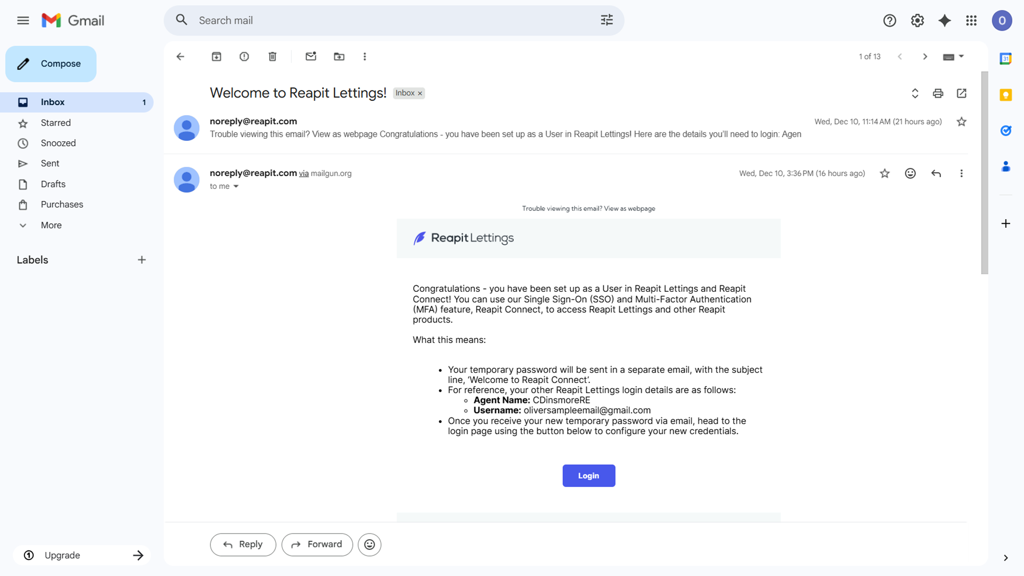 Logging in to Reapit Lettings with Reapit Connect