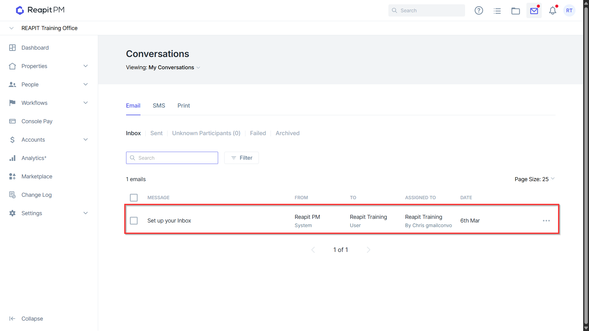 Conversations - Connecting your Outlook Account to Reapit PM