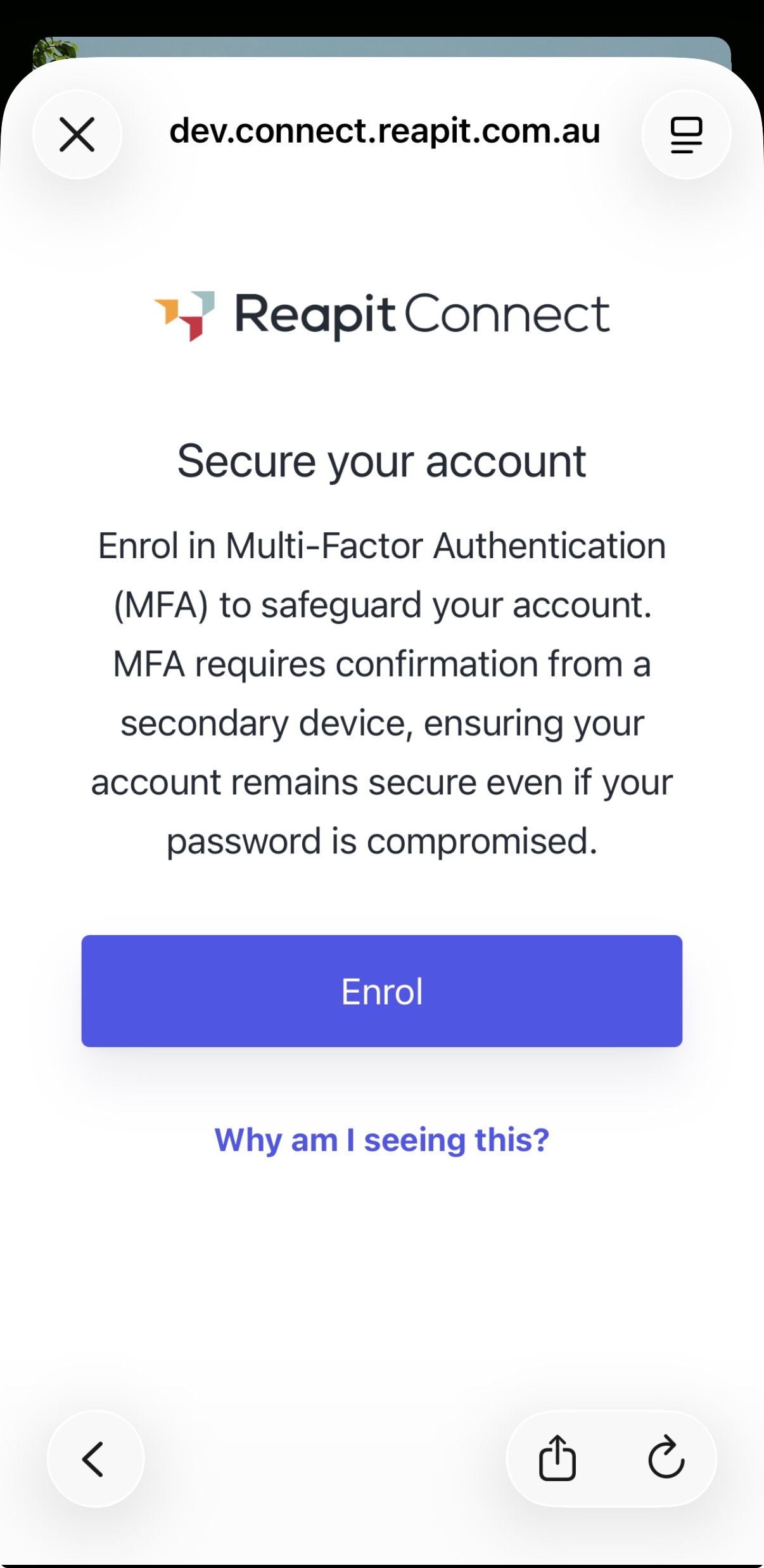 Reapit Sales App Login - First Time Login using Reapit Connect.