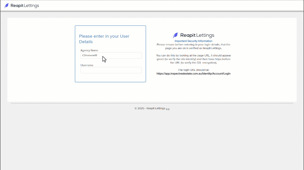 Logging in to Reapit Lettings